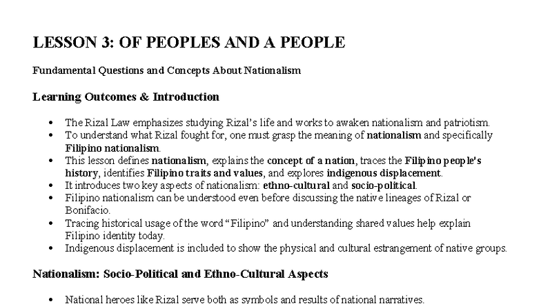 MID Rizal Lesson 3: Understanding Filipino Nationalism and Identity ...