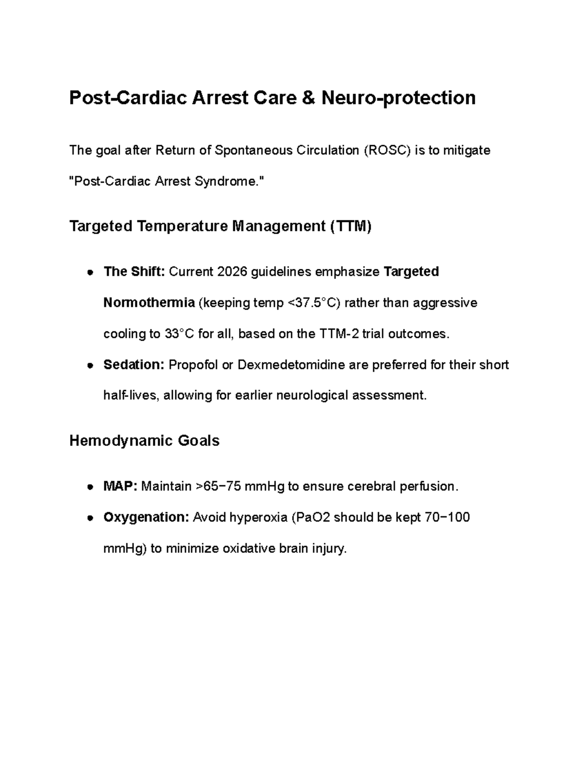 Post-Cardiac Arrest Care & Neuro-protection - Post-Cardiac Arrest Care ...