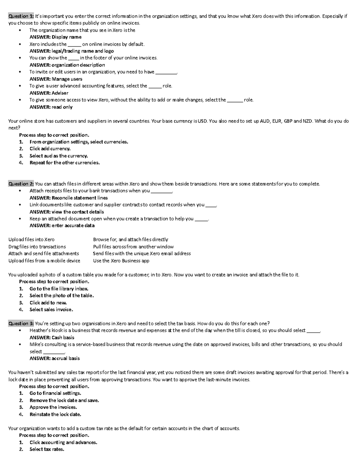 AIS XEROO CERTIFICATE: Key Processes for Using Xero Effectively - Studocu