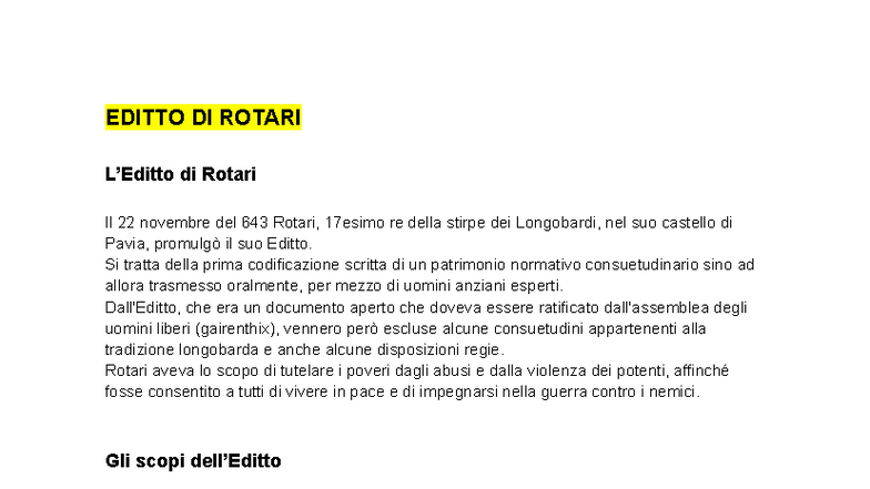 Storia Medievale: Analisi dell'Editto di Rotari e Costituzioni ...