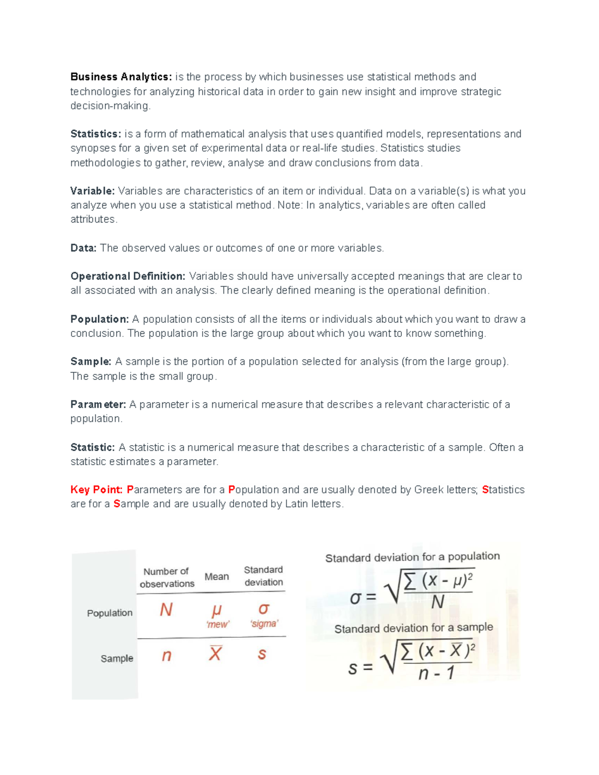 BUSS1020 Vocabulary: Key Terms in Business Analytics and Statistics ...