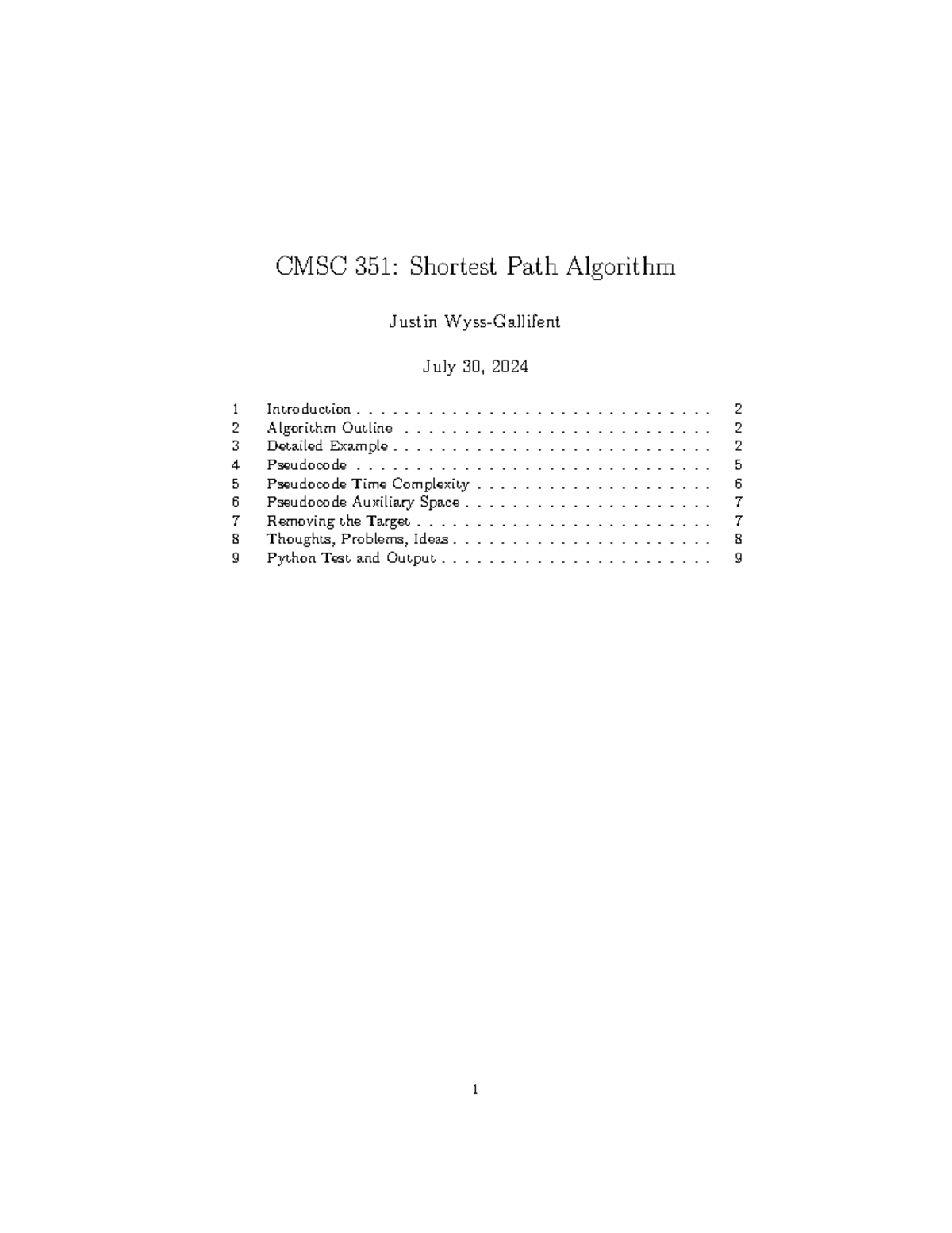 CMSC 351: Shortest Path Algorithm Overview & Implementation Guide - Studocu