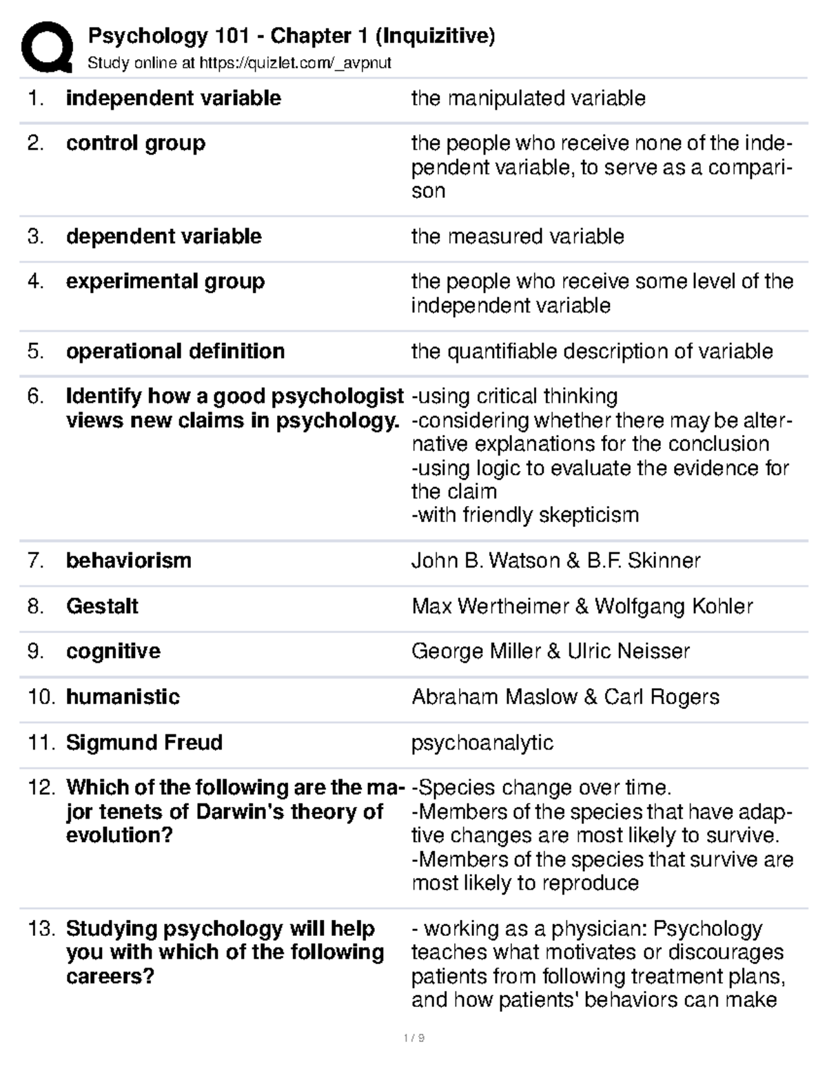 Psy 101: Inquizitive Topic 1 Study Notes & Key Concepts - Studocu