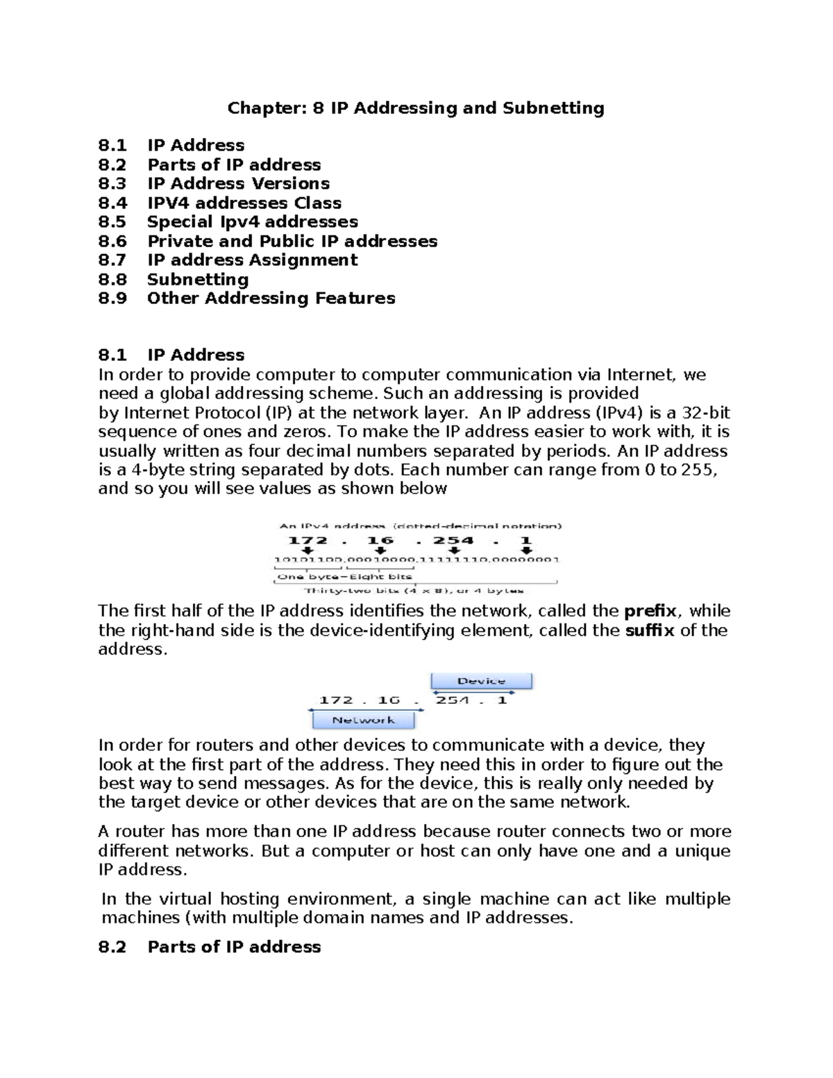 Chapter 8: IP Addressing and Subnetting Overview - Studocu