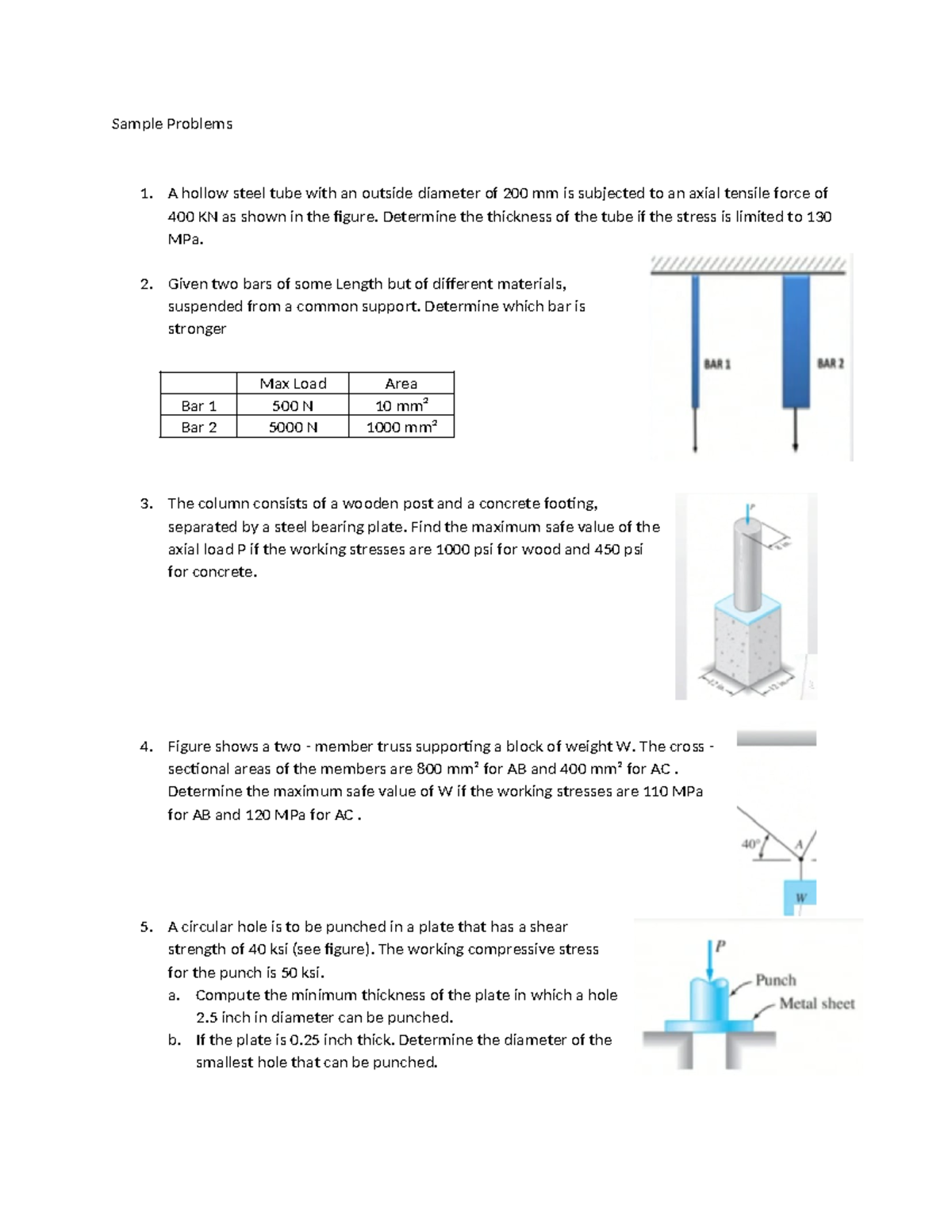 Machine-Design Sample-Problems - Sample Problems 1. A hollow steel tube ...