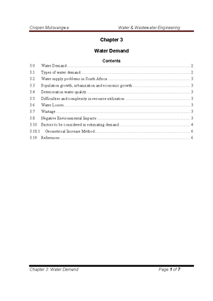 Diploma Notes Water & Wastewater Treatment - Faculty of Engineering ...