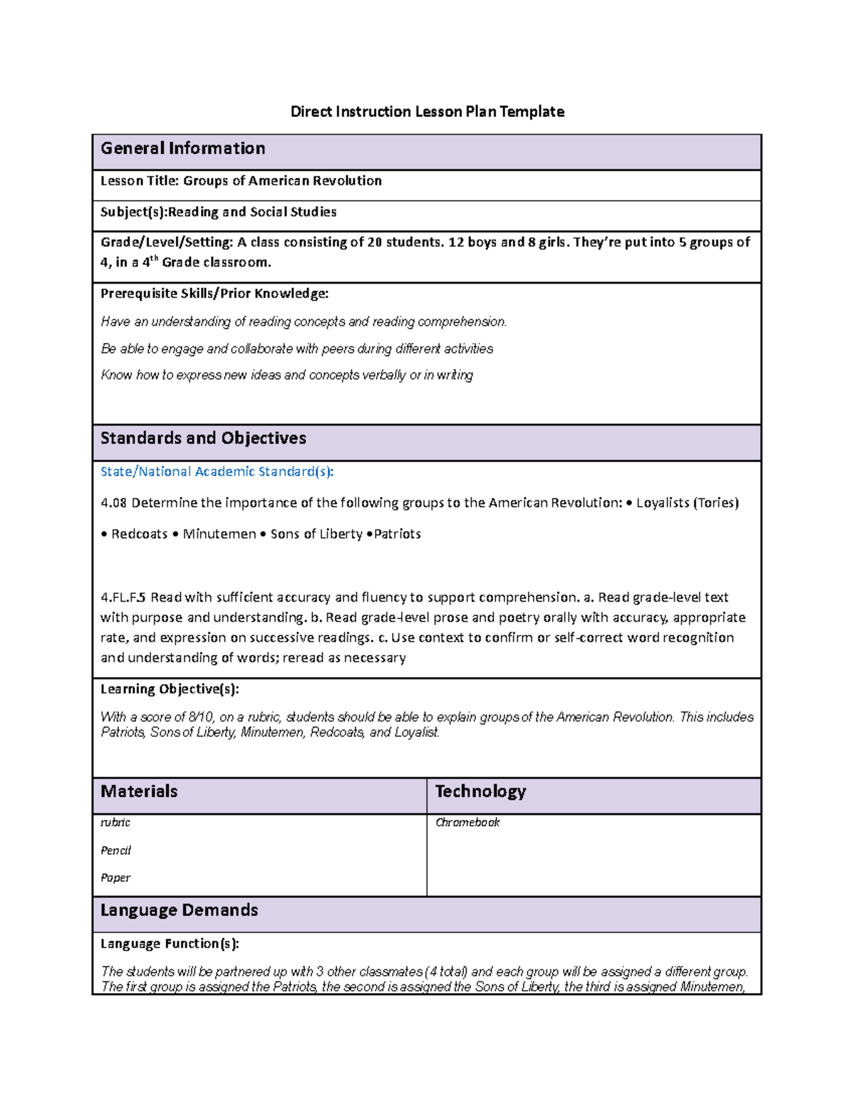 Groups of the American Revolution Lesson Plan (C732) WGU - Studocu