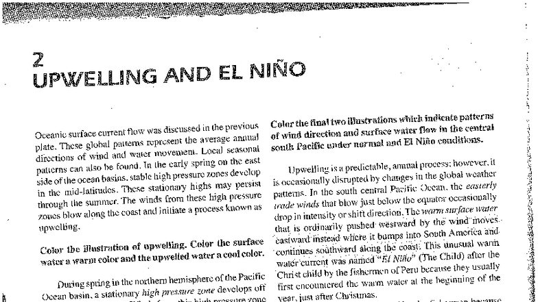 CP 2 Reading: Upwelling and El Niño Effects on Ocean Currents - Studocu