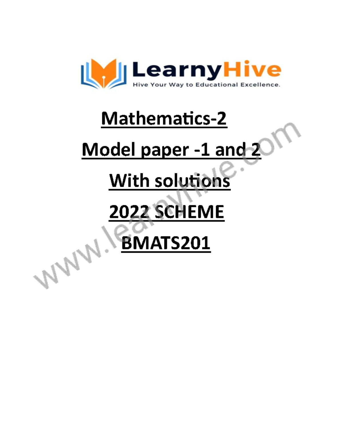 Mathematics-II Model Question Papers (BMATS) with Detailed Solutions ...
