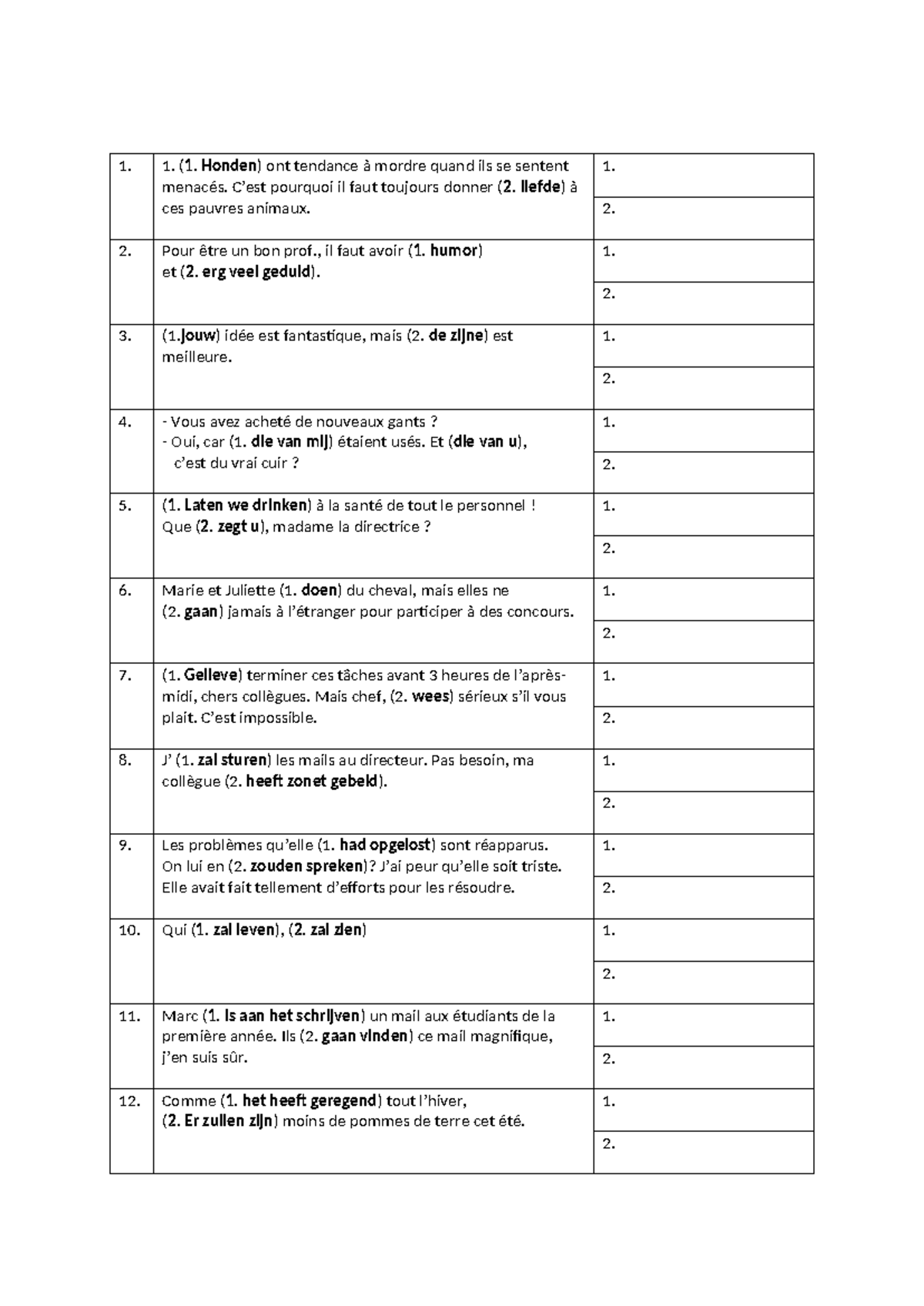 C. Proefexamen: Exemples de phrases et verbes en contexte - Studocu