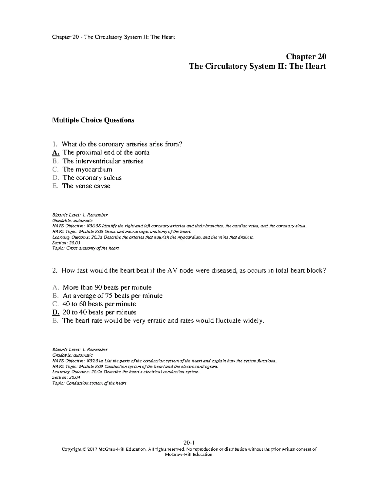 Chapter 19: The Circulatory System I - Blood MCQs and Study Guide - Studocu