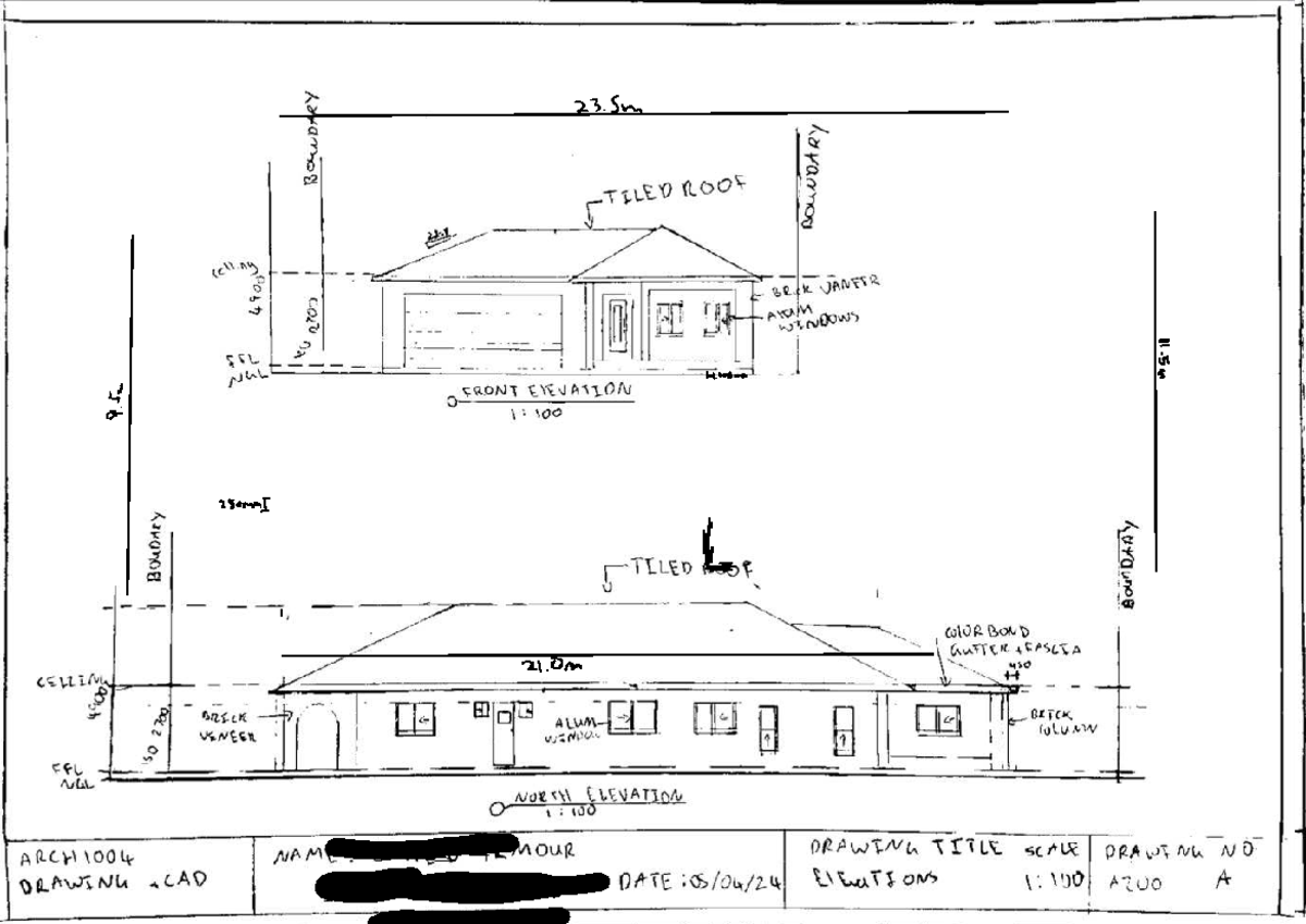 23.5m TILED ROOF Agreement & Elevation Drawings (ARCH 1004) - Studocu