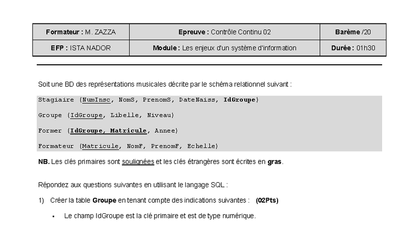20252026 ID M102 CC2 - controle - Formateur : M. ZAZZA Epreuve ...