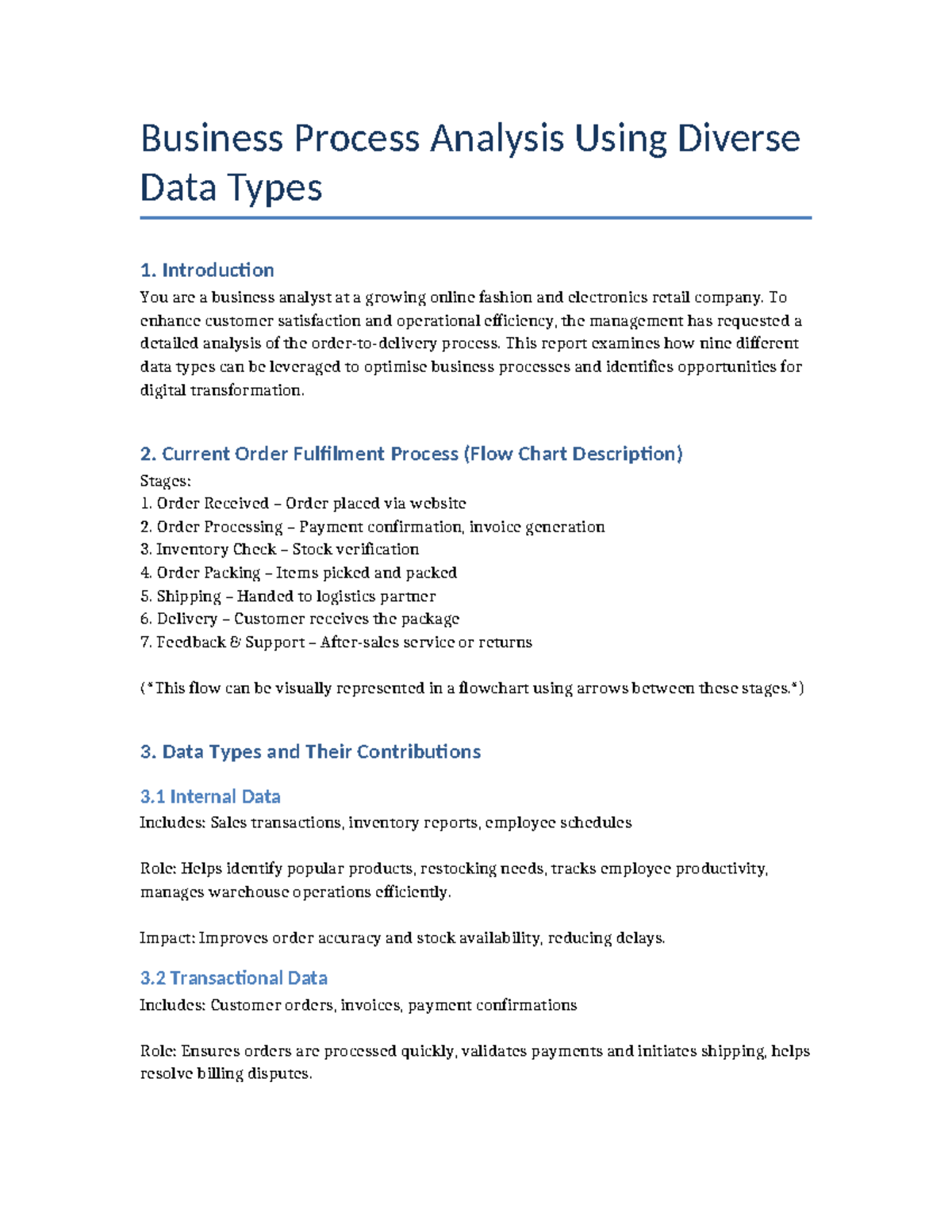 Business Process Analysis Report: Leveraging 9 Data Types for ...