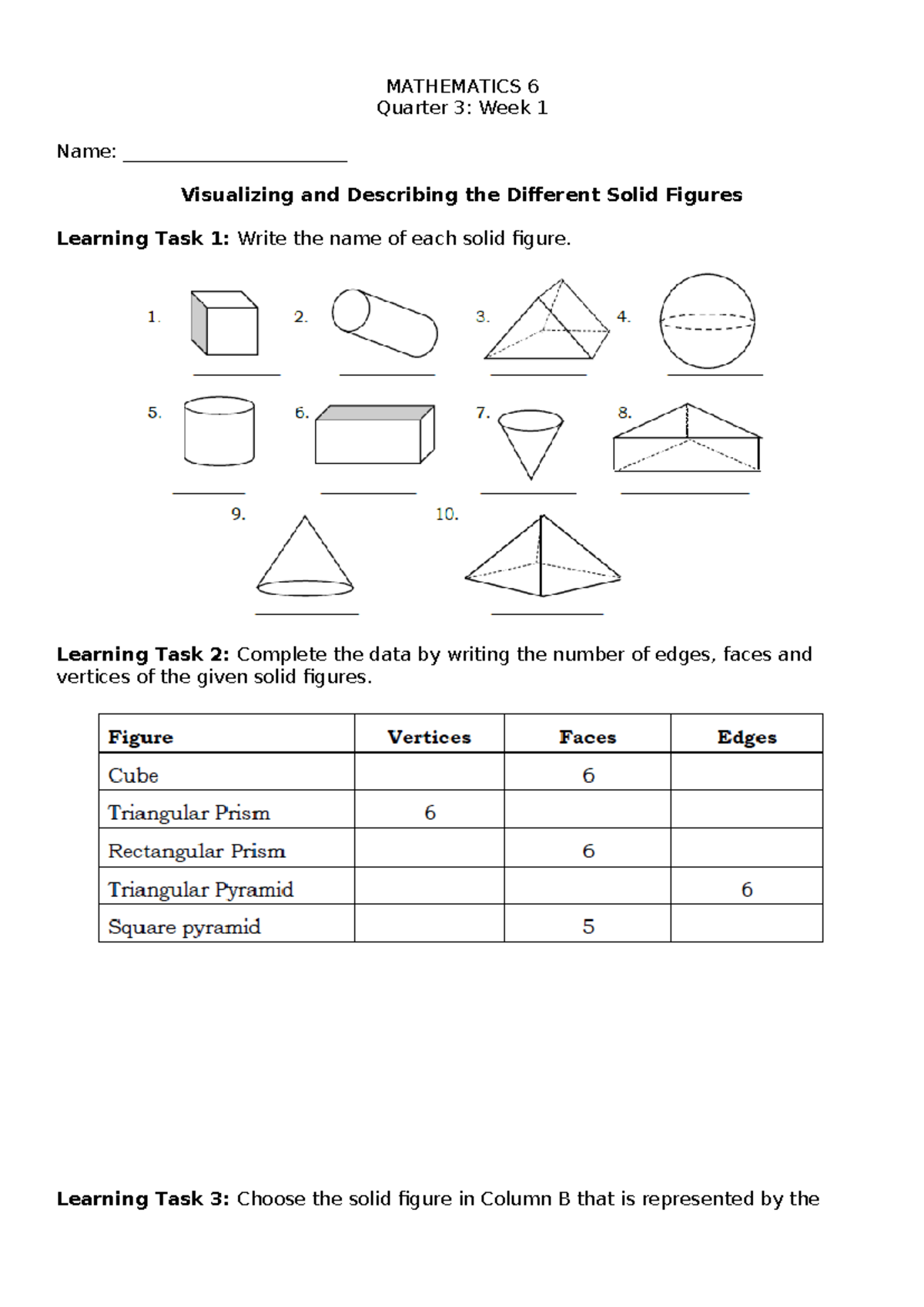 Mathematics 6 ST Q3 W1 - General Mathematics - MATHEMATICS 6 Quarter 3 ...