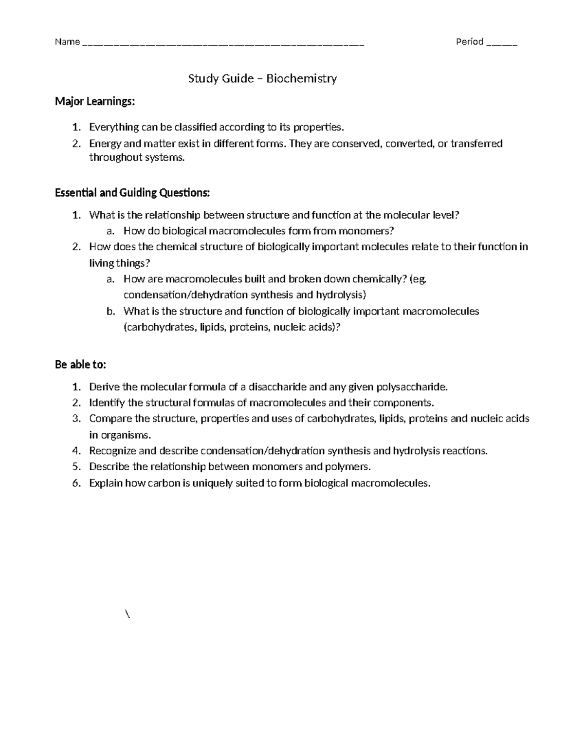 Biochemistry Unit 4 Study Guide: Key Concepts & Learnings - Studocu