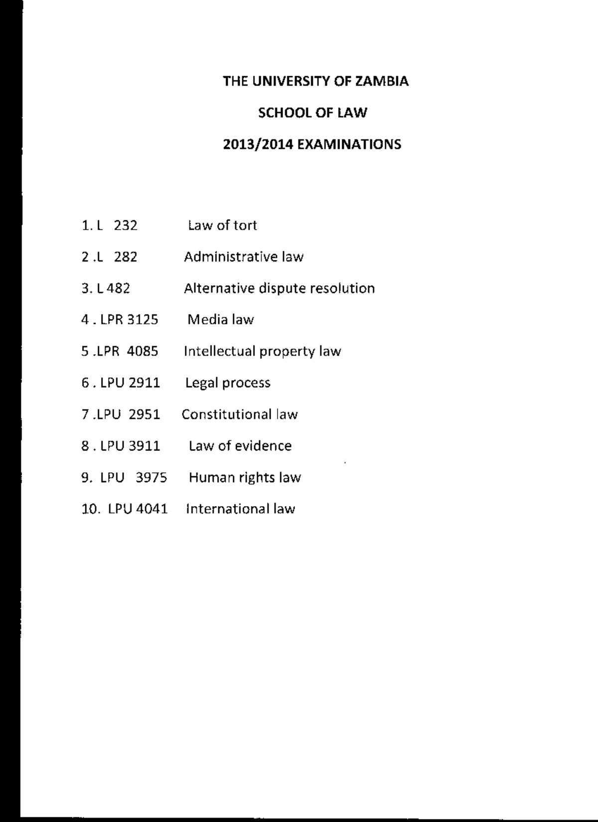 Case Reading List - L111-LEGAL PROCESS UNIT 1-INTRODUCTION TO LAW CASE ...