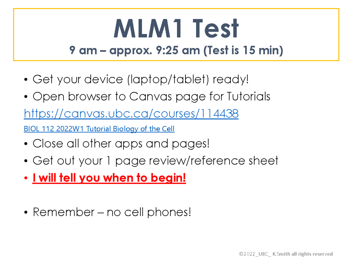 L6 Transport Sept23 preclass - MLM1 Test 9 am – approx. 9:25 am (Test ...