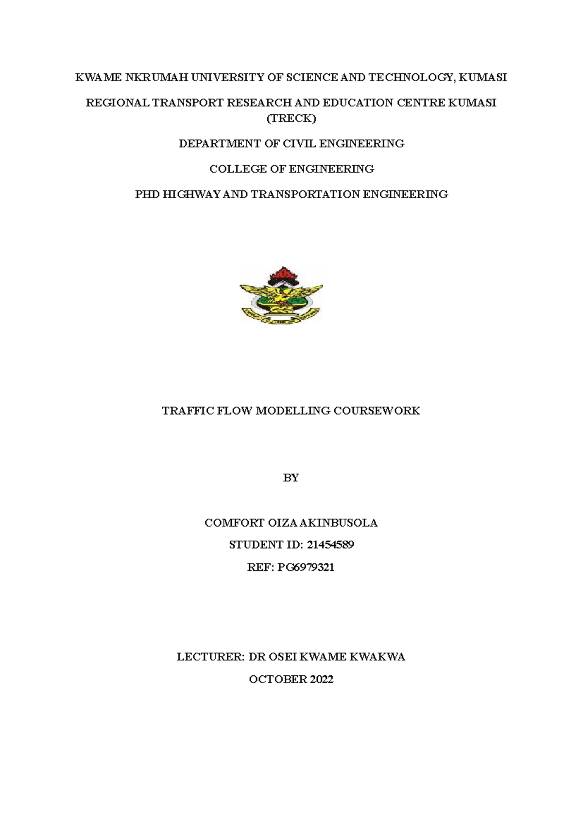 Traffic Flow Modelling Coursework - PhD in Highway & Transportation ...