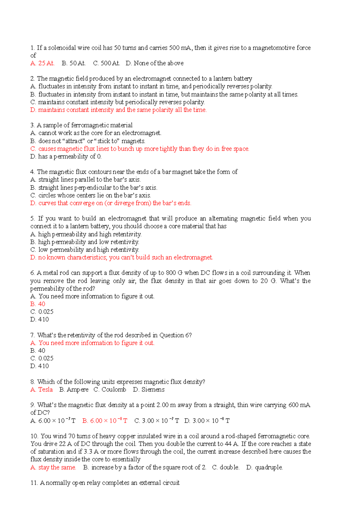 WK - Electromagnetism Quiz Notes - Studocu