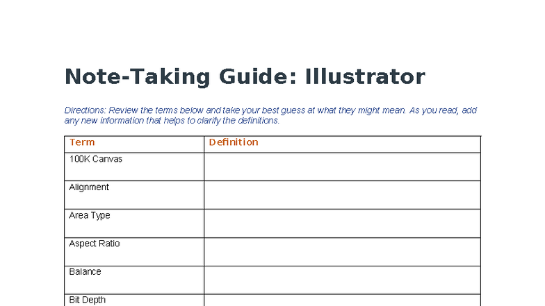 Adobe Illustrator Guide: Key Terms and Tool Shortcuts - Studocu