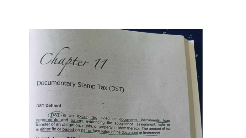 Chapter 11: Understanding Documentary Stamp Tax (DST) Regulations - Studocu