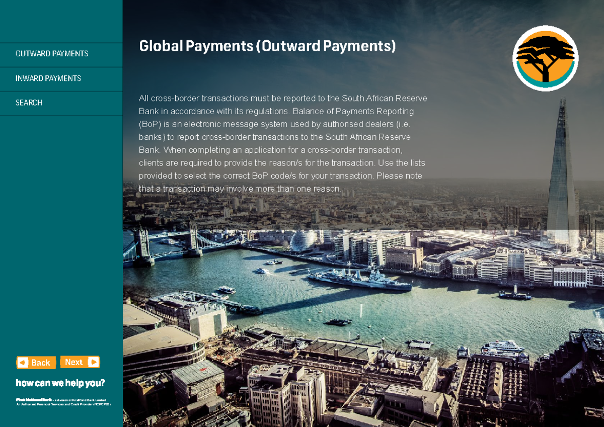 Forex BoP Codes for Outward Transactions and Global Payments FNB - Studocu