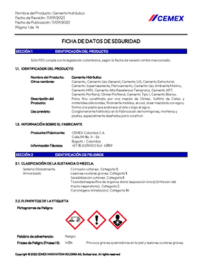 ACPM Ficha DE Seguridad - 2 1 0 3 Líquidos inflamables A.C.P. HOJA DE ...
