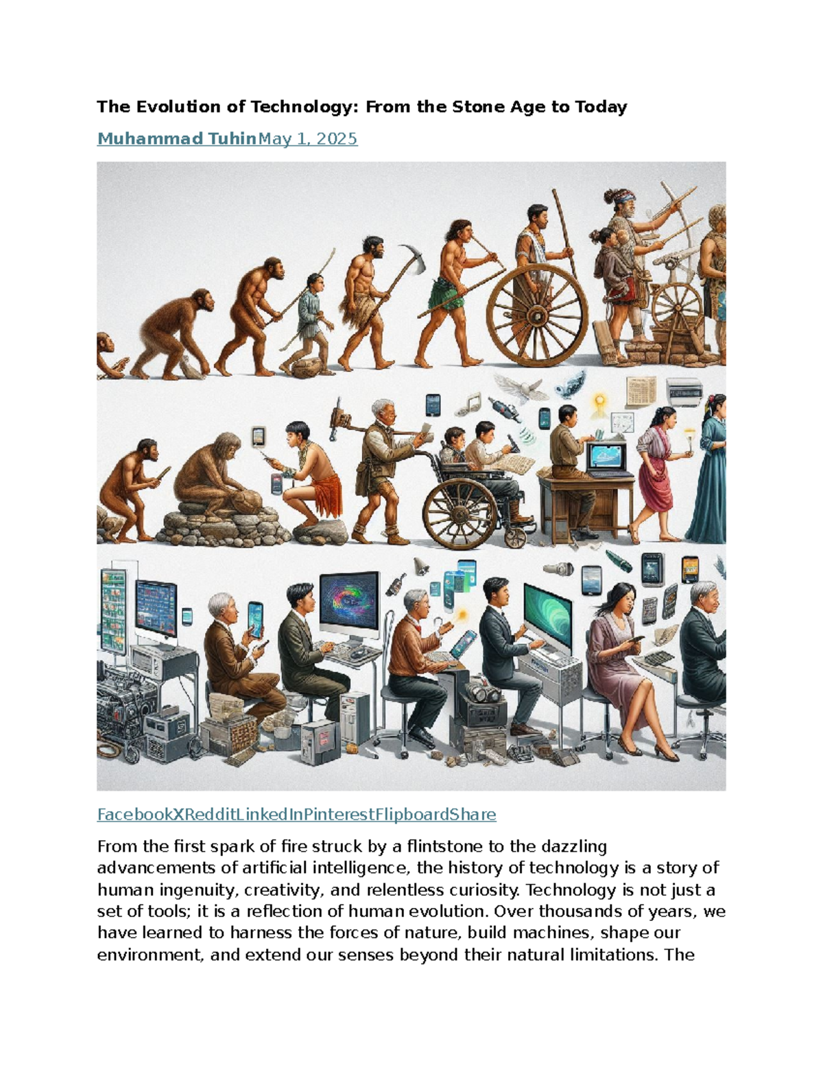 The Evolution of Technology: From Stone Age to Modern Era - Studocu
