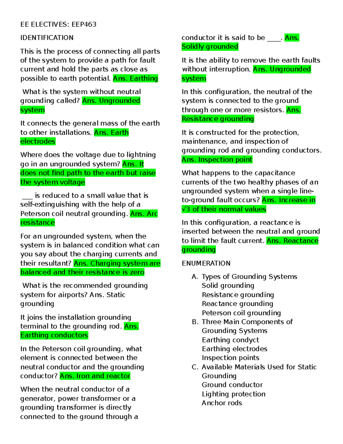 Electives Exteneded - EE ELECTIVES: EEP IDENTIFICATION This is the process of connecting all ...