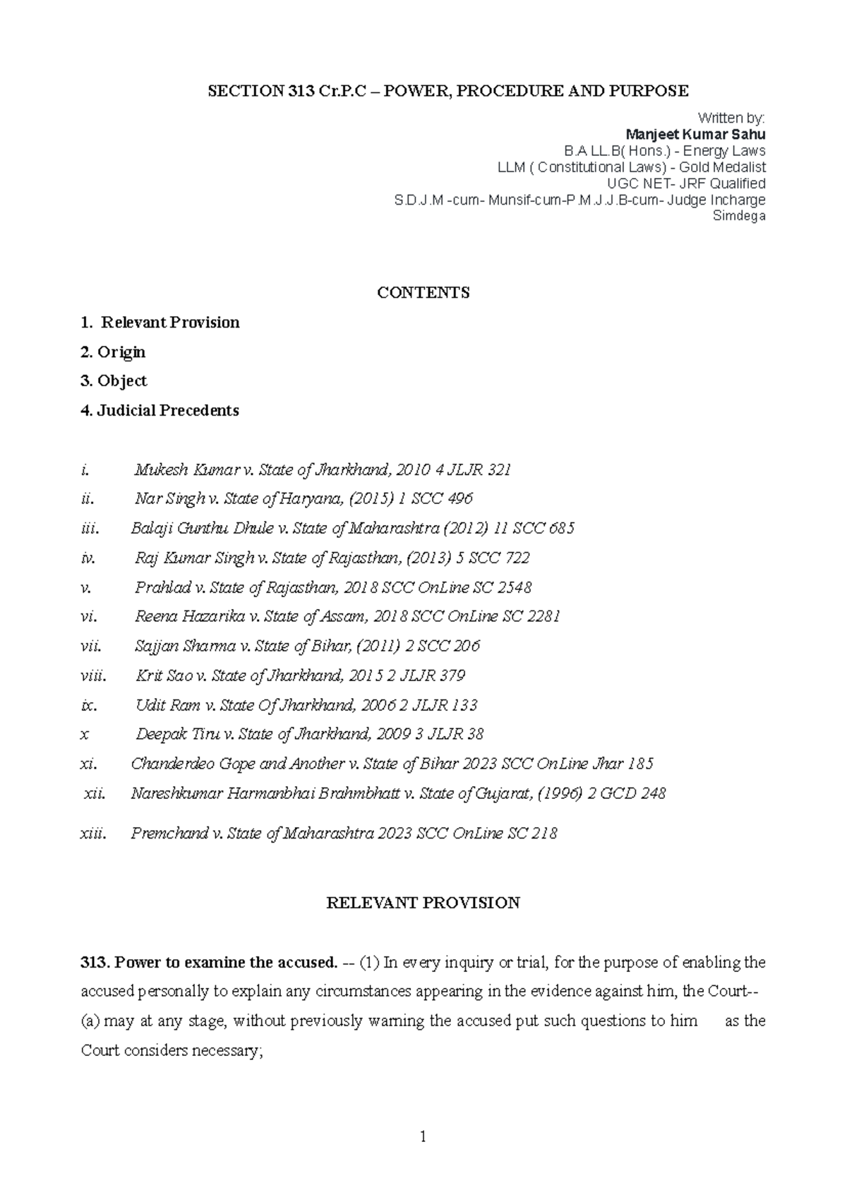 313 - 2 - CRPC Code Of Criminal Procedure - SECTION 313 Cr.P – POWER ...