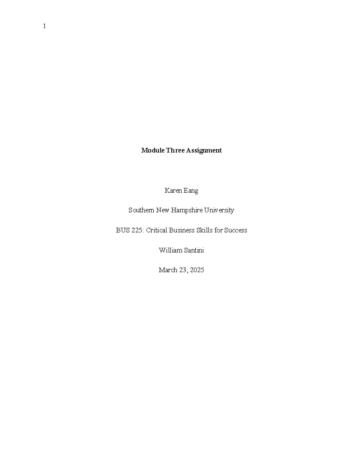 Module 3 Assignment - Module Three Assignment Karen Eang Southern New ...
