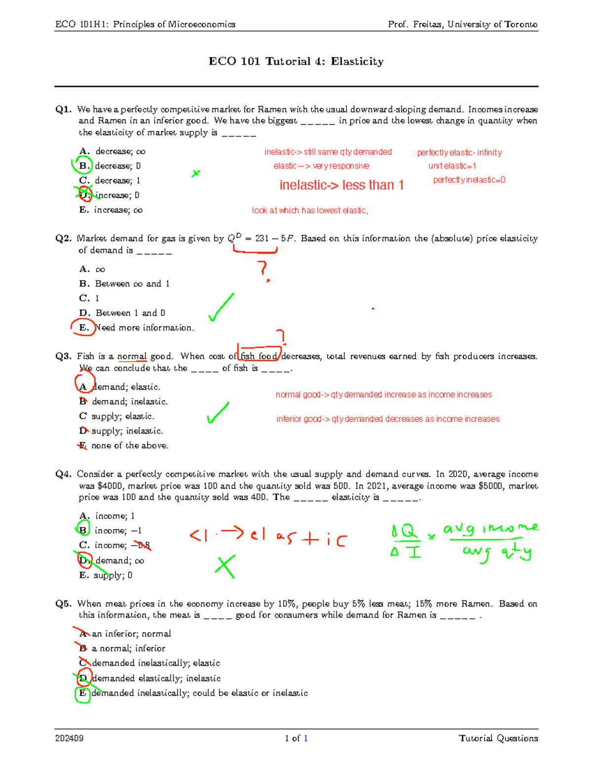 Tutorial 4 Questions - ECO 101H1: Principles of Microeconomics Prof ...