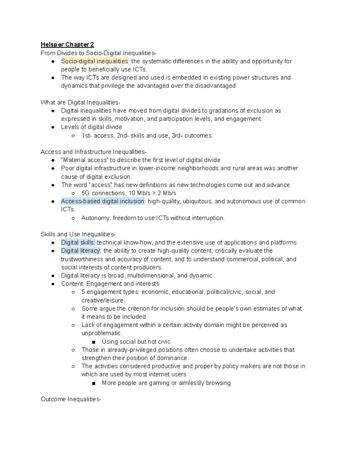Digitial Inequality Helsper chapter 2 - Helsper Chapter 2 From Divides ...