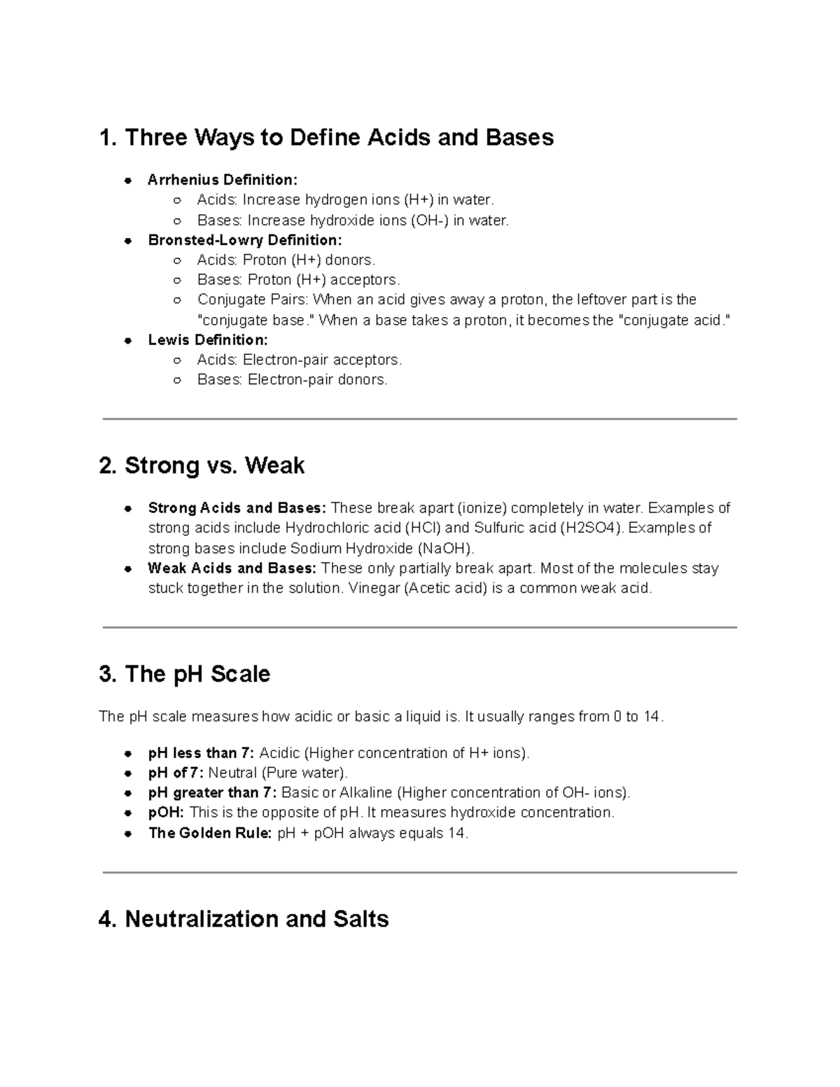 Organic Chemistry Notes: Acids, Bases, and pH Scale Overview - Studocu
