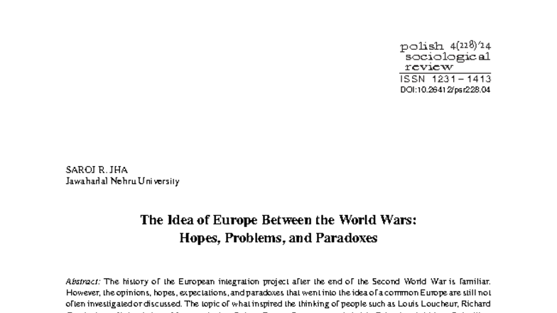 The Idea of Europe Between the World Wars: Hopes and Challenges - Studocu