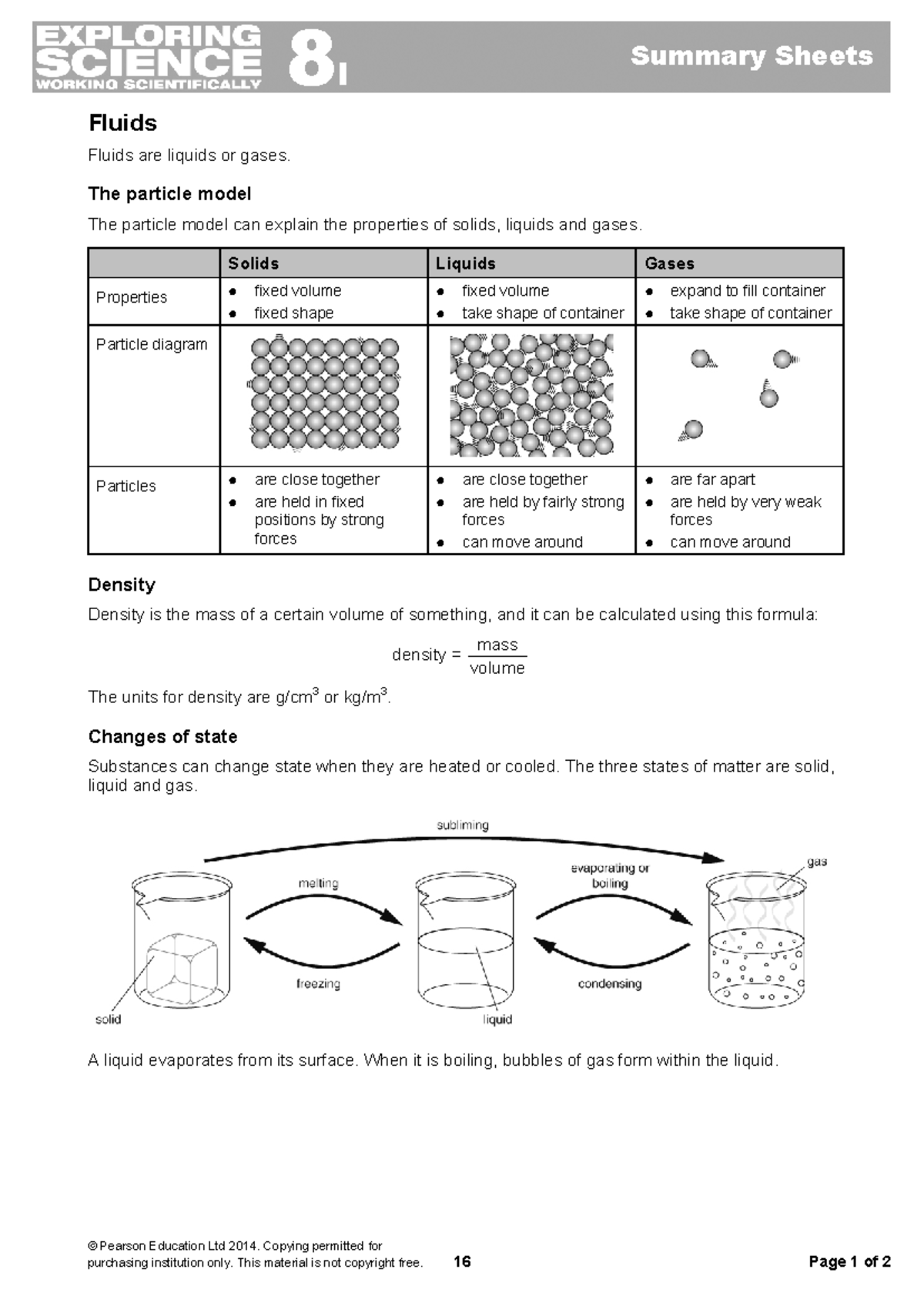 8I Summary Sheets: Understanding Fluids and Their Properties - Studocu