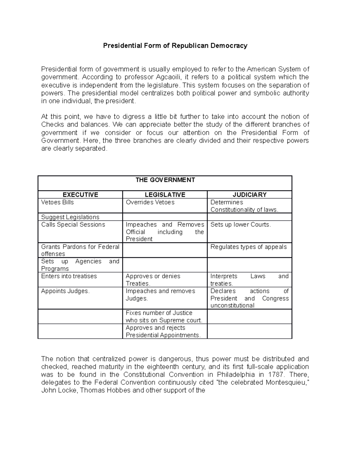 Chapter 5: Presidential vs Parliamentary Systems - POL GOV 101 - Studocu