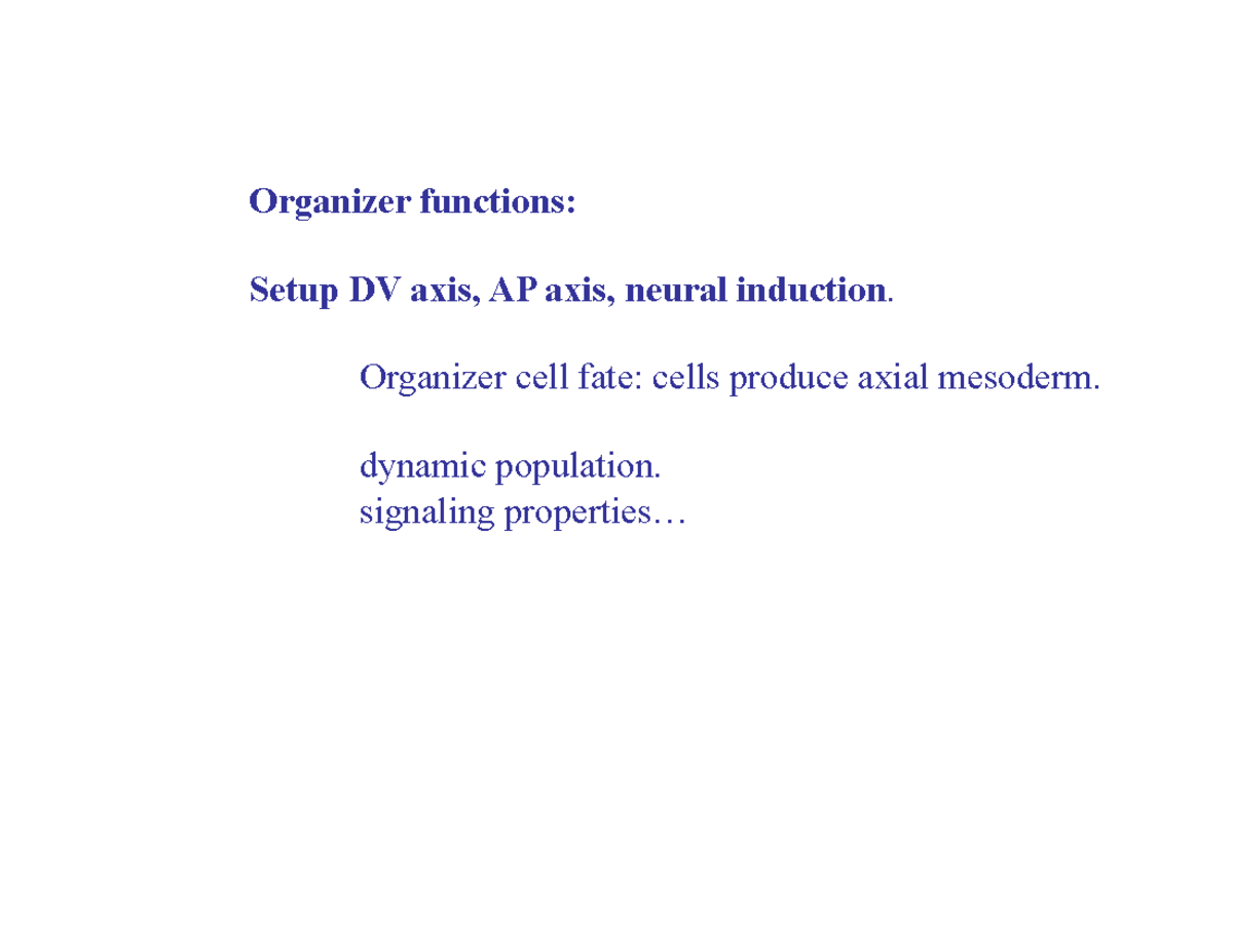 Chapter 12c: Organizer Functions and Signaling in DV & AP Axis Development - Organizer functions ...