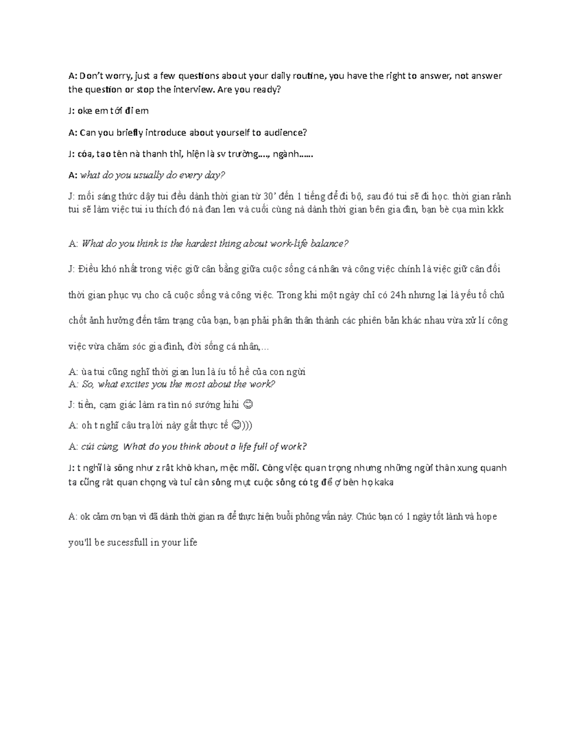 A - gffgf - A: Don’t worry, just a few questions about your daily ...