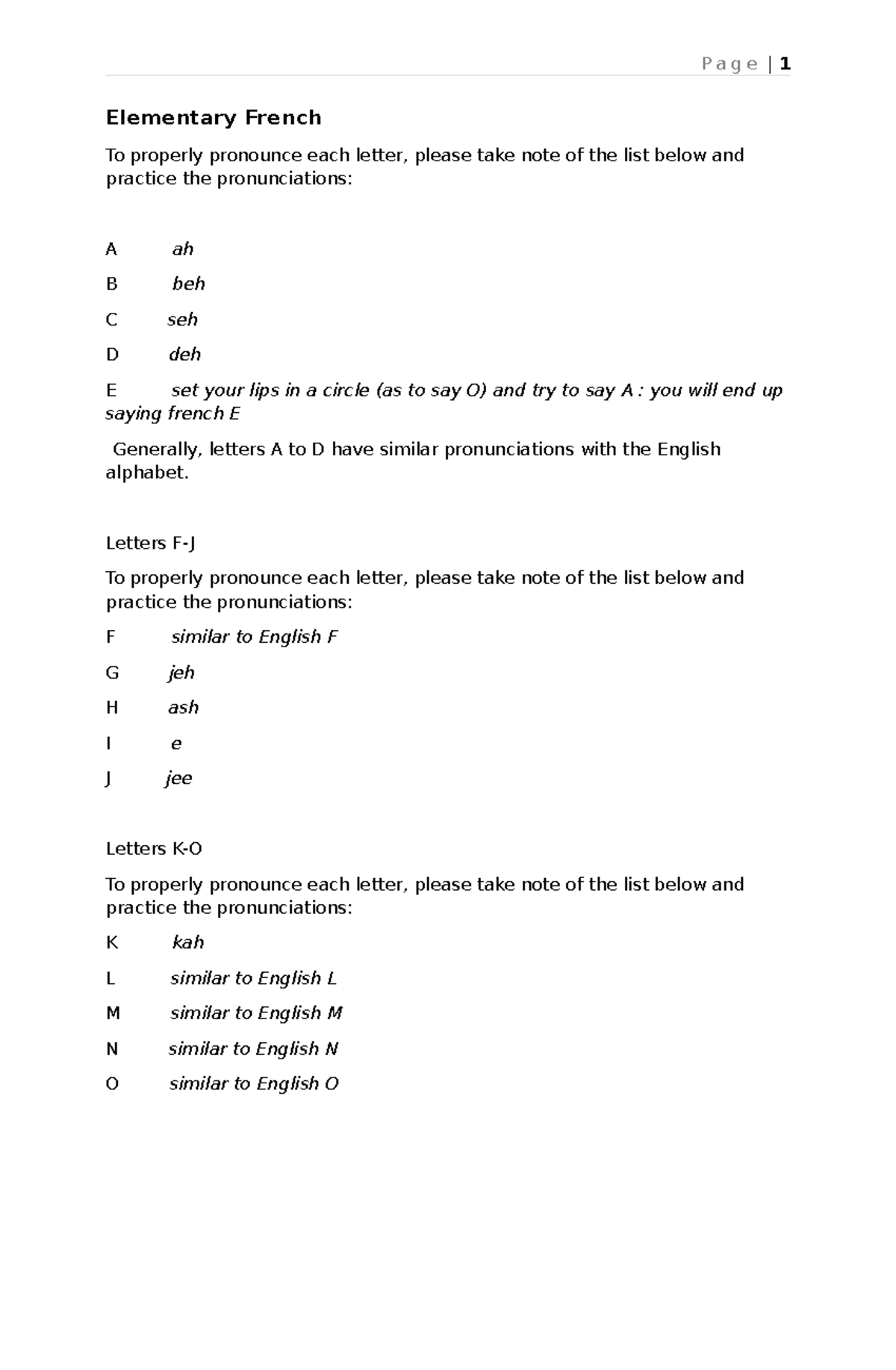 Elementary French Pronunciation & Greetings Guide - Studocu