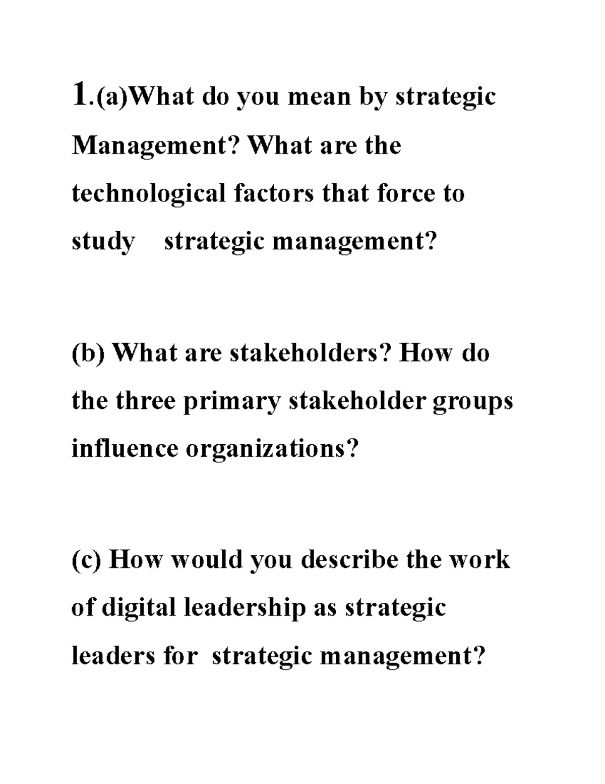 Strategic Management Assignment: Understanding Stakeholders & Tech ...