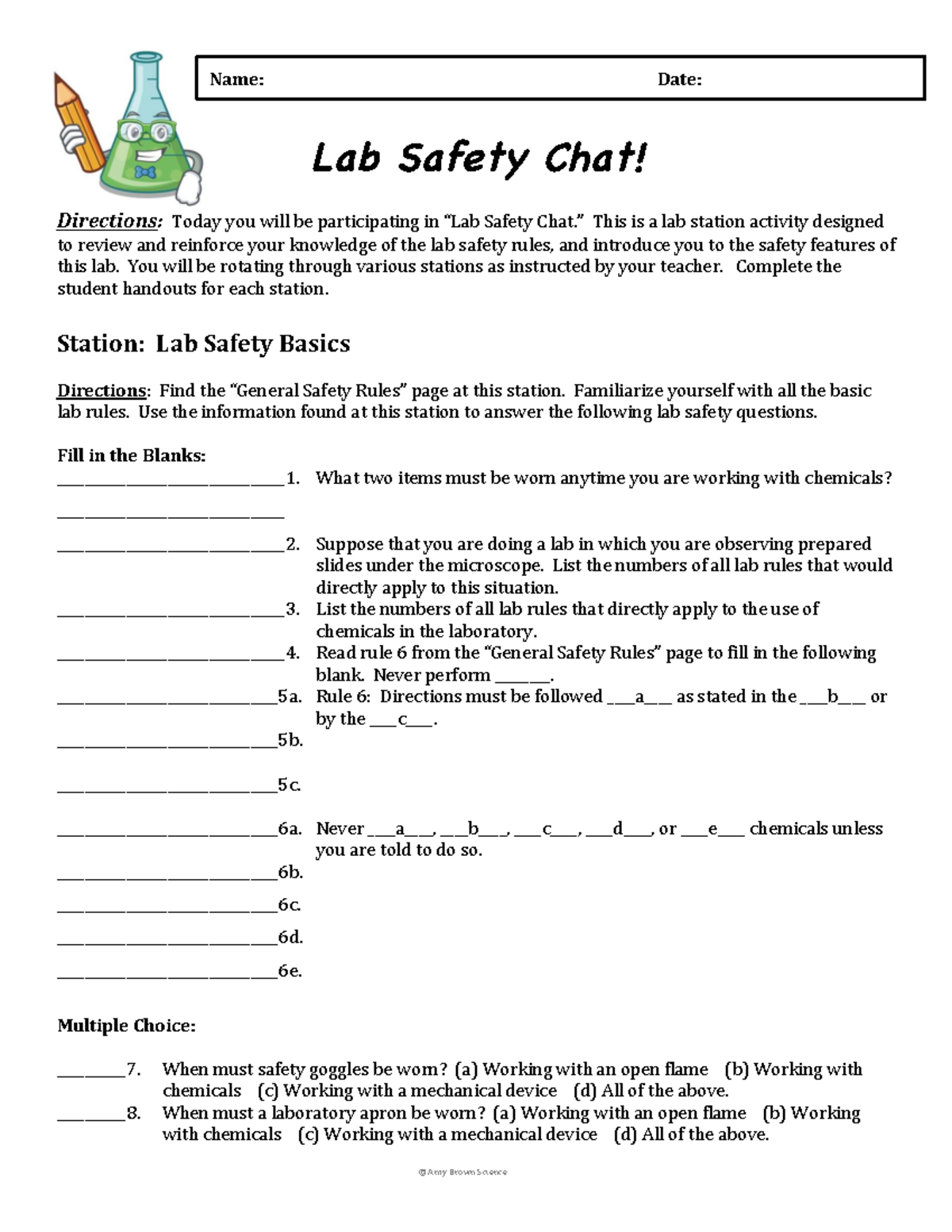 Lab Safety Chat: Student Handouts for Science Class - Studocu