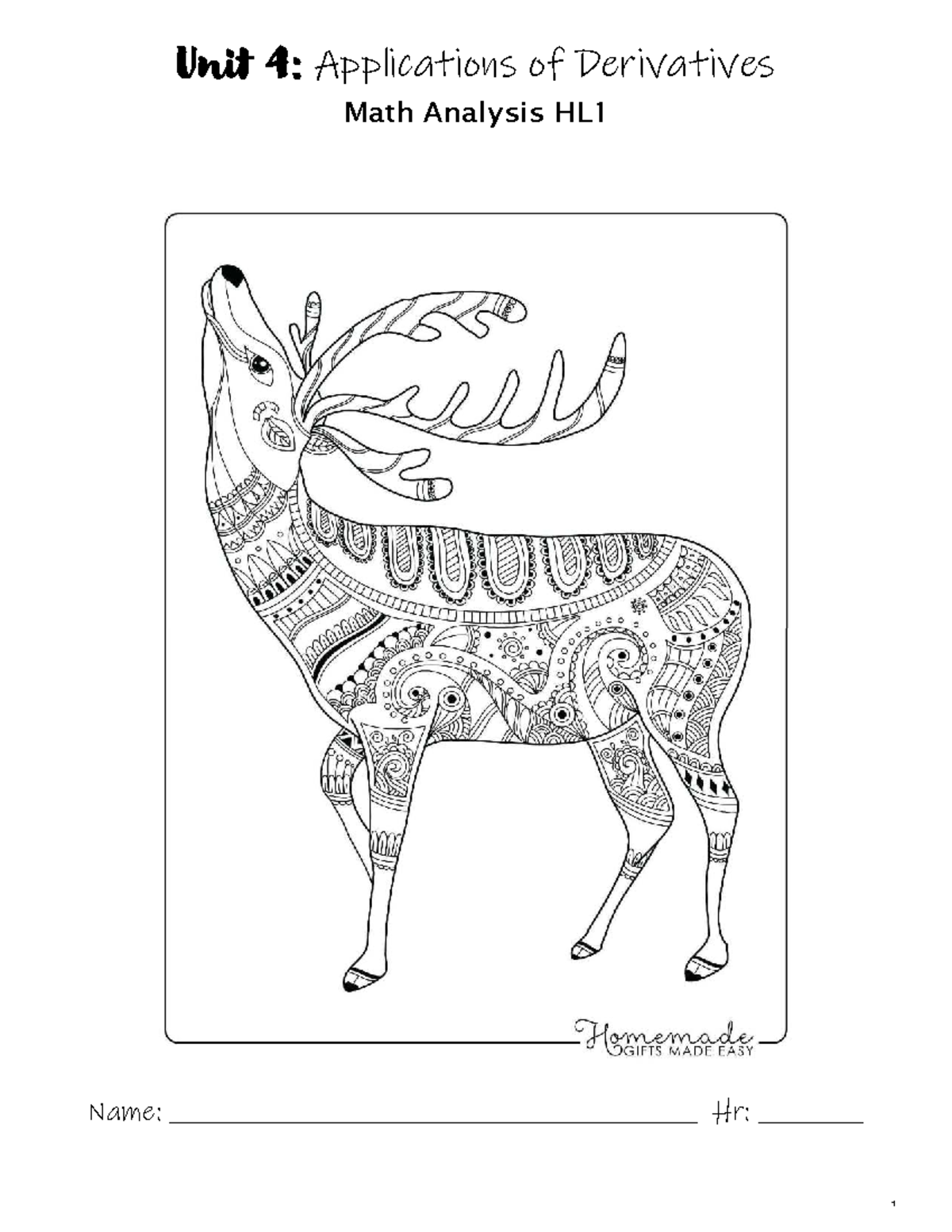 HL1 Unit 4: Applications of Derivatives - Key Concepts & Objectives ...