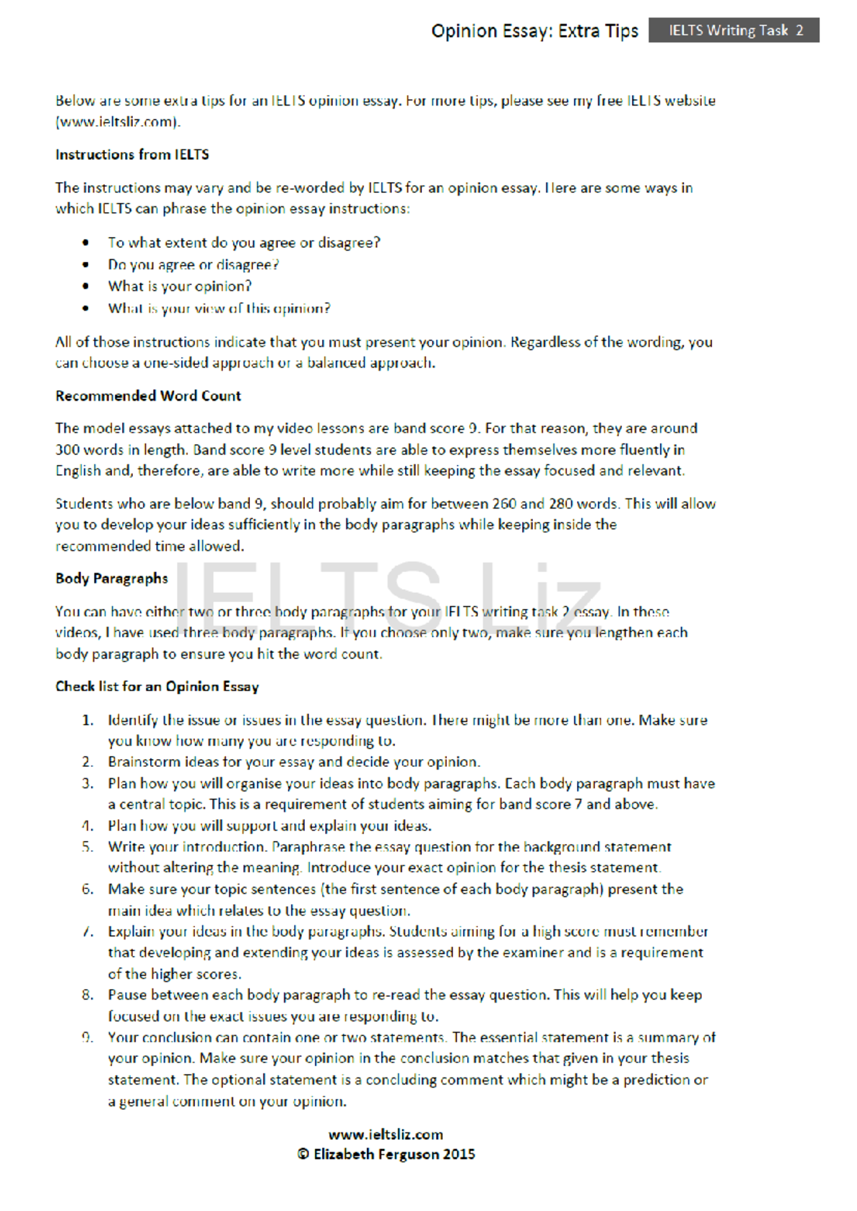 IELTS Writing Task 2: Opinion Essay Extra Tips - Studocu