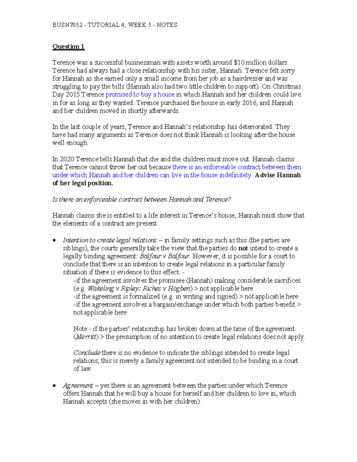 Tutorial 4, Week 5 - Suggested Answer - BUSN7052 - TUTORIAL 4, WEEK 5 ...