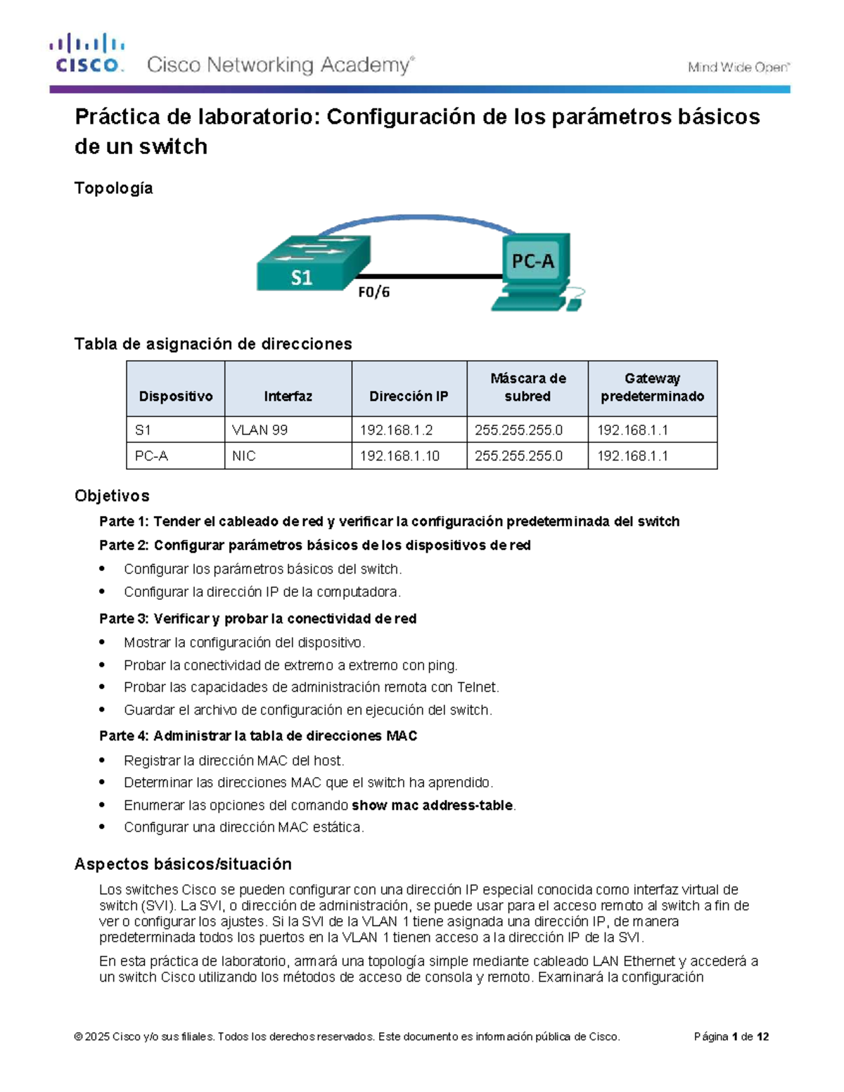 Práctica de Laboratorio: Configuración Básica de Switches 2025 - Studocu
