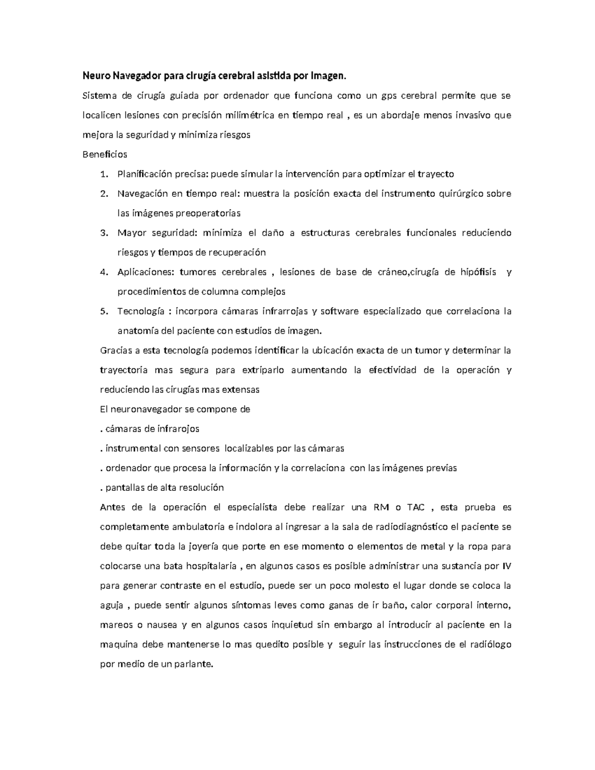 Neuro Navegador para Cirugía Cerebral Asistida por Imagen: Beneficios y ...