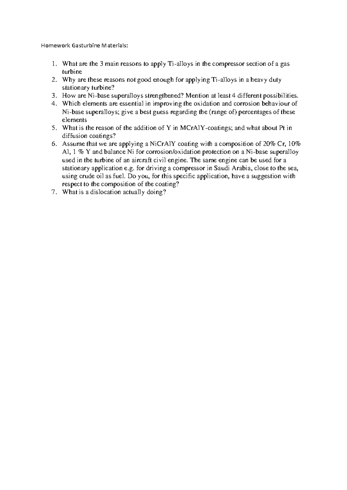 Homework: Gasturbine Materials Analysis and Ti-Alloy Applications ...