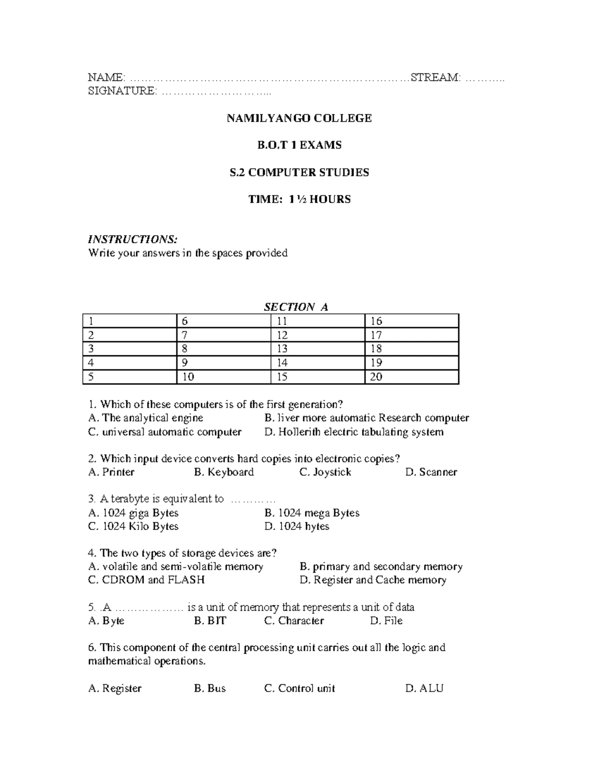 ICT S2 End of Term II 2023 Exam - Keyboard & Info Sharing Tasks - Studocu
